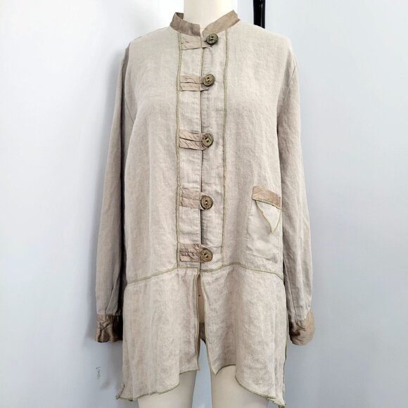 Neil & David | Tops | Vintage Neil David Linen Silk Tunic Wood Button ...